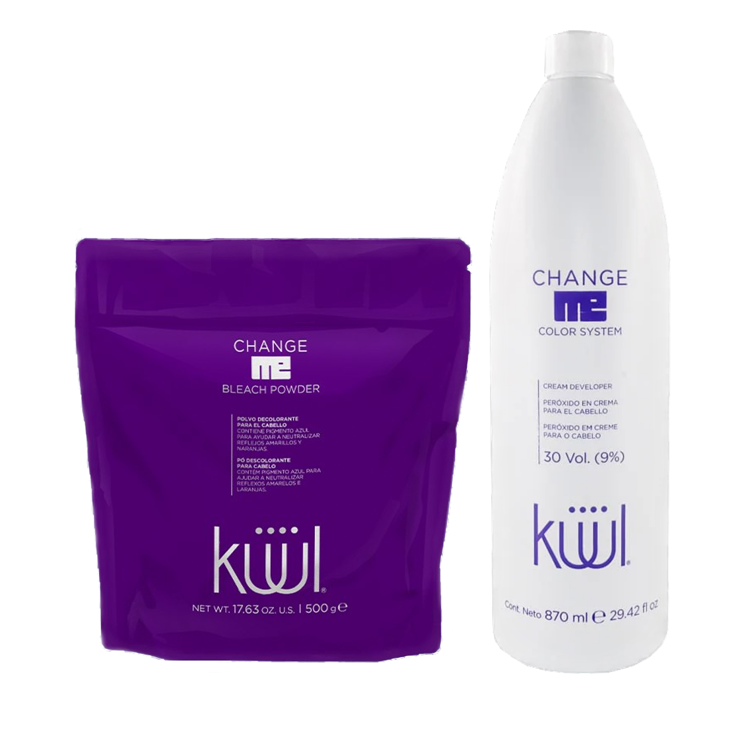 Oferta de 3 Decolorantes Kuul Azul 500g + 3 Peróxidos 30 vol 870ml ...